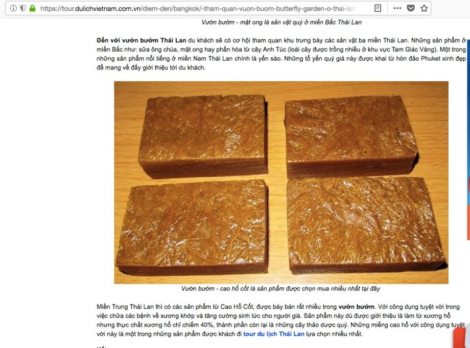 ‘Tiger bone’ products made in Thailand and sold to Vietnamese and ...